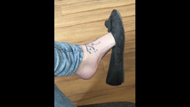 Pixie Nixx Flashes Her Soles Dangles Her Flats In A Public Waiting Room