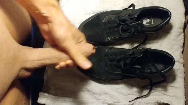 Thick And Creamy Load Of Cum On Her Black Vans