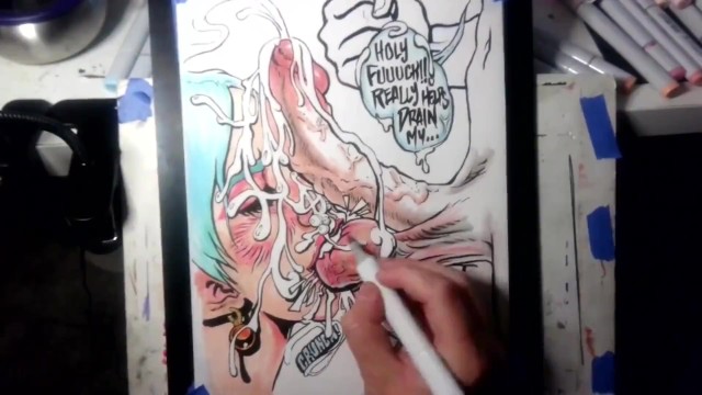 Drawing The Nut Cruncher Massive Ball Biting Cum Explosion All Over