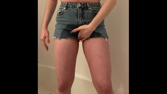 Desperate Piss In Jean Shorts