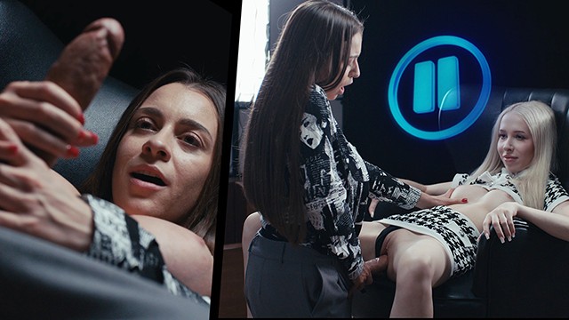 Shemale Time Stop Sex - Big Tits Brunette Grows Futa Cock and Freeze Fucks Blonde Girl